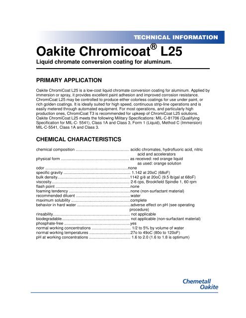 Oakite Chromicoat L25 - Super Kleen Direct