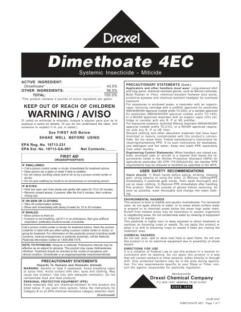 Dimethoate 4EC - Drexel Chemical Co.