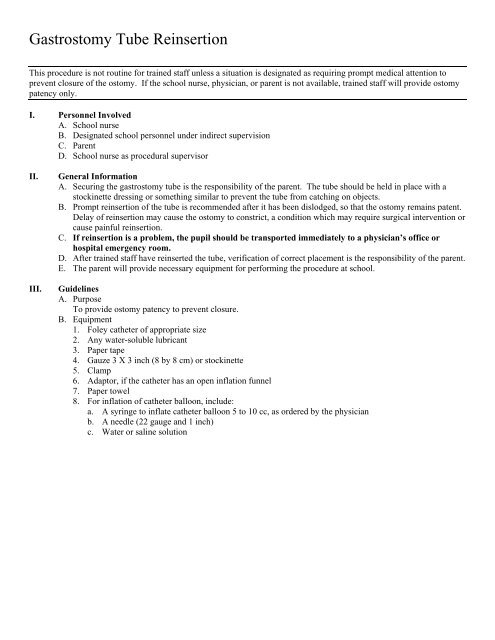 Gastrostomy Tube Reinsertion