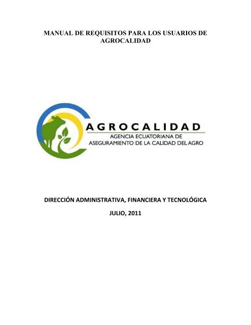 Tarifario - Agrocalidad