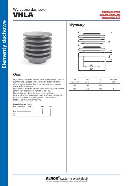 Wyrzutnia dachowa - Alnor