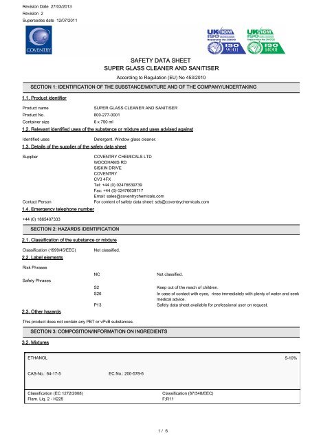 299482 COSHH Datasheet (PDF) - Travis Perkins