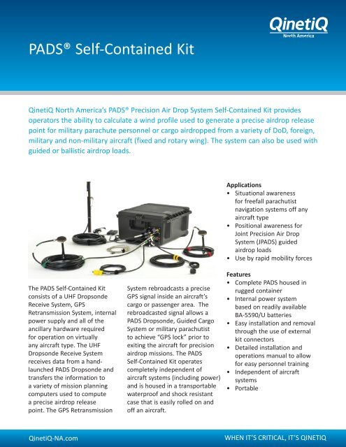 PADS Self-Contained Kit - QinetiQ North America