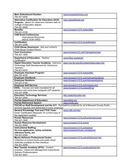 GENERAL INFORMATION SHEET - Broward Teachers Union