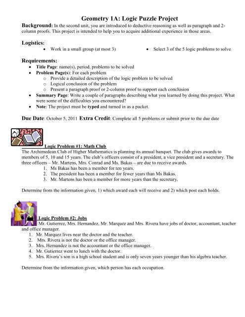 Geometry 1A: Logic Problem Project