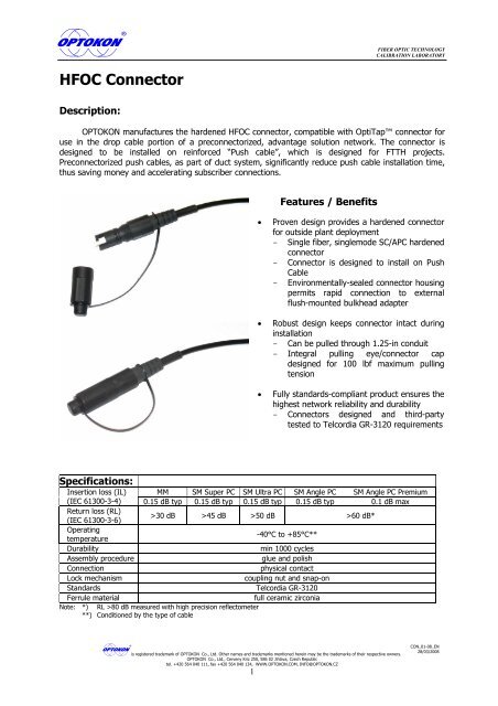 HFOC Connector - OPTOKON as