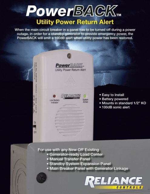 Model THP108 - Reliance Controls Corporation