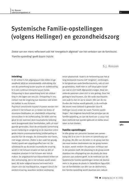 Systemische Familie-opstellingen (volgens Hellinger) en ...