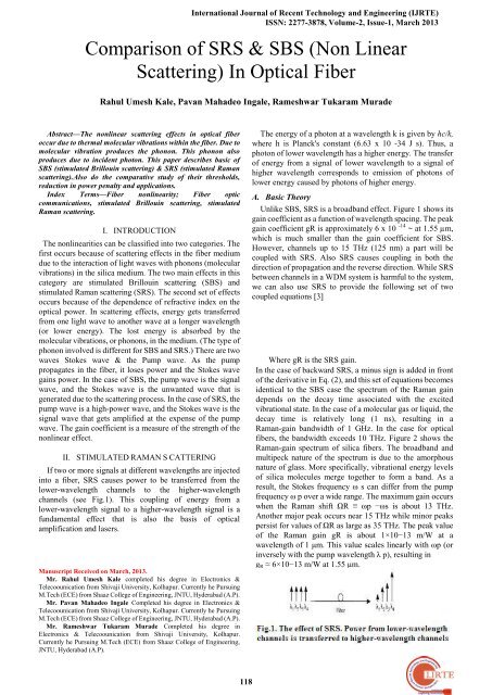 Comparison of SRS & SBS (Non Linear Scattering) In Optical Fiber