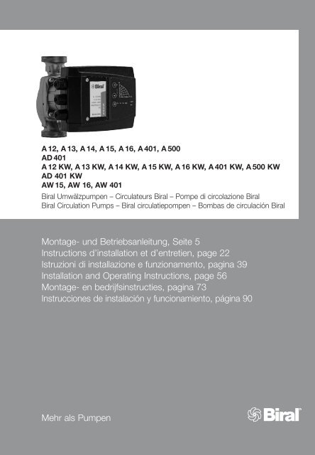 Mehr als Pumpen Montage- und Betriebsanleitung, Seite 5 ... - Biral.eu