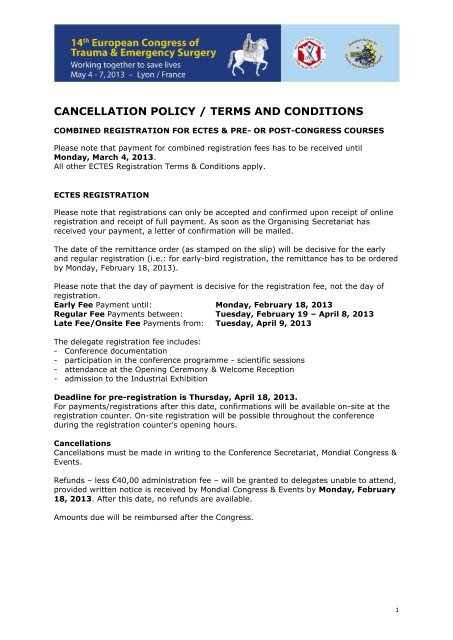 CANCELLATION POLICY / TERMS AND CONDITIONS CANCELLATION POLICY / TERMS AND CONDITIONS