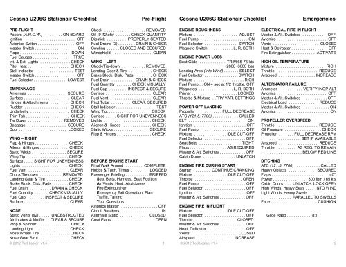 Cessna U206G Stationair Checklist v1.4 - Associated Pilots