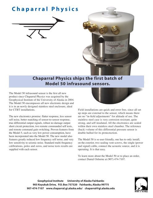 Infrasound sensor Model 50 - Geotech Instruments, LLC