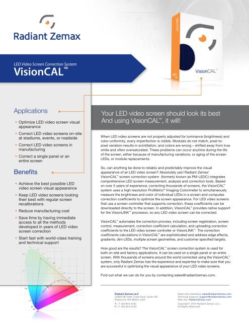 VisionCALâ ¢ LED Video Screen Correction System - Zemax