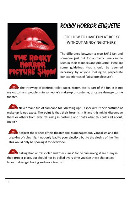 Rocky Horror Audience Participation Lines