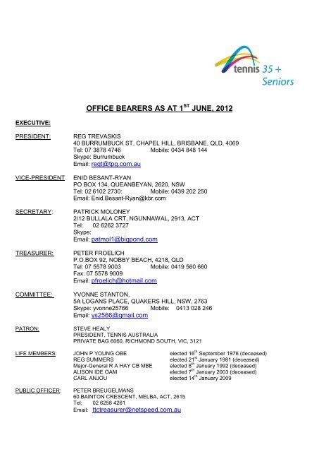 Updated TSA Office bearers including new selection committee