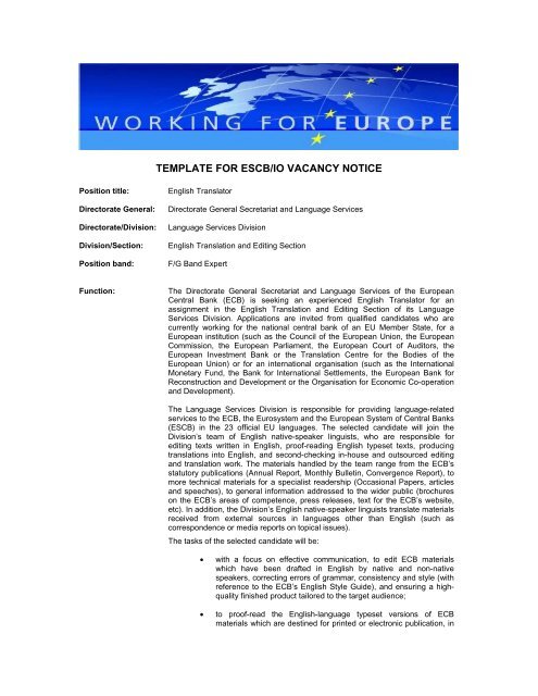 INTERNAL VACANCY NOTICE - iamladp