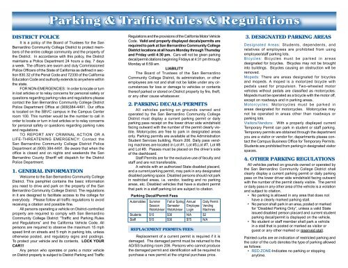 Parking & Traffic Rules & Regulations - San Bernardino Valley College