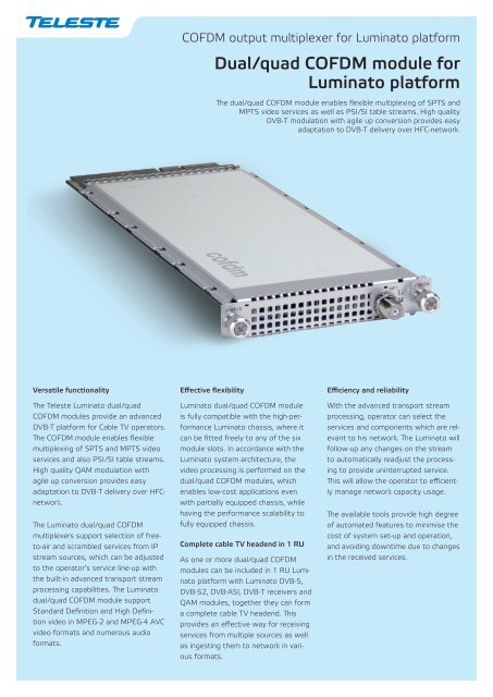 Dual/quad COFDM module for Luminato platform - Taurus