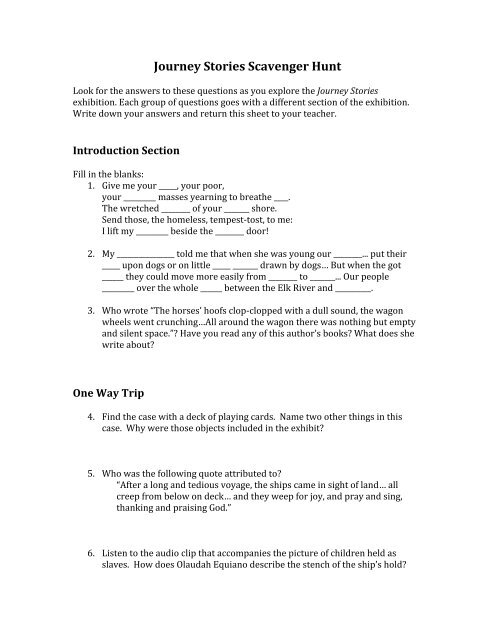 Journey Stories Scavenger Hunt - Museum on Main Street