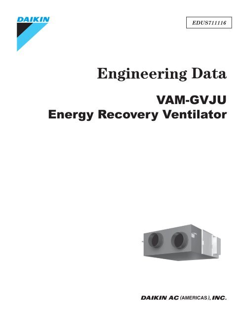 VAM Energy Recovery Ventilator Engineering data - Daikin AC
