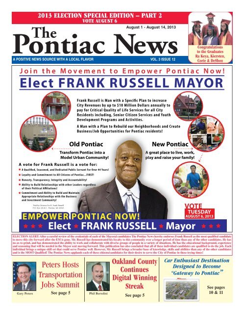 Elect FRANK RUSSELL MAYOR - The Pontiac News