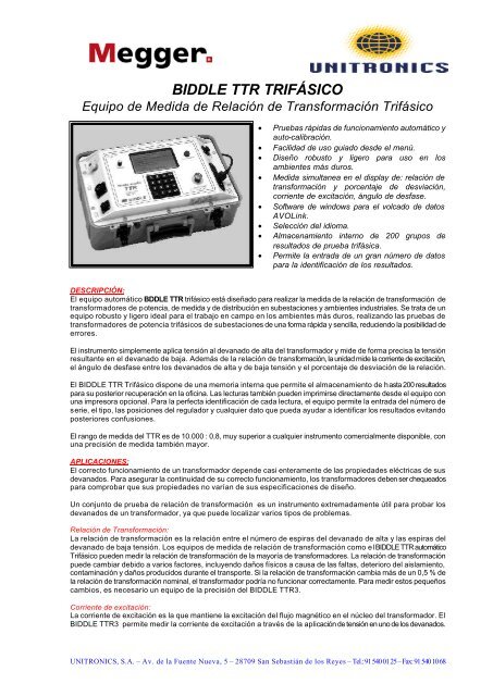 BIDDLE TTR TRIFÃ SICO - Unitronics Electric