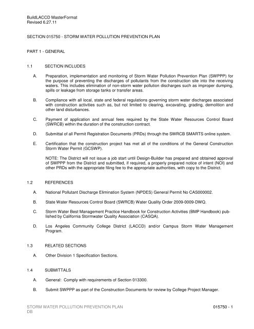 storm water pollution prevention plan - Build-laccd.org