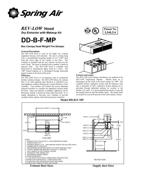 REV-LOW Hood - Spring Air Systems Inc.