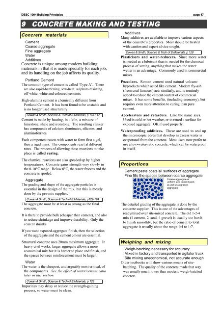 9 CONCRETE MAKING AND TESTING