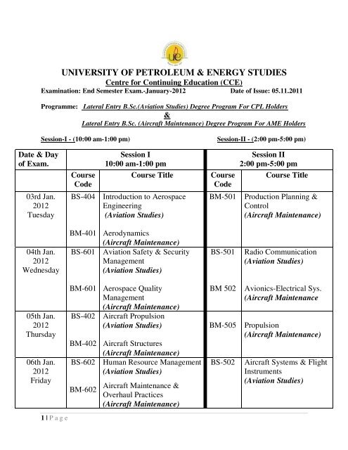 UNIVERSITY OF PETROLEUM & ENERGY STUDIES - Centre for ...