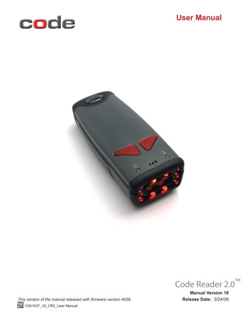 CR2 User Manual - Code Corporation CR2 User Manual - Code Corporation