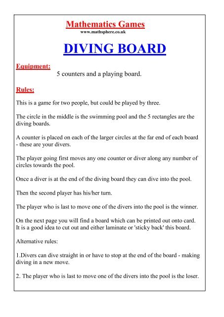 DIVING BOARD - MathSphere