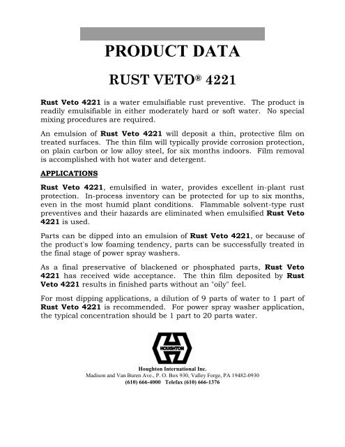 RUST VETOÂ® 4221 - QTS - Quality Tools & Services, Inc.