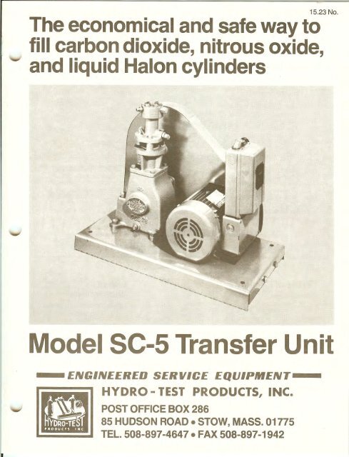 Model SC-5 Part Manual - Hydro-Test Products, Inc