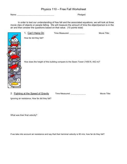 Physics Worksheet B Free Fall Answers Askworksheet