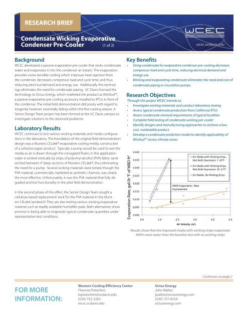 Condensate Wicking Evaporative Condenser Pre-Cooler - Western ...