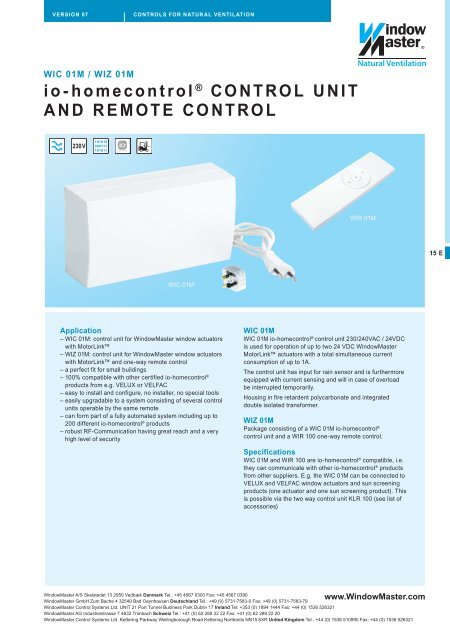 Product sheet - WindowMaster