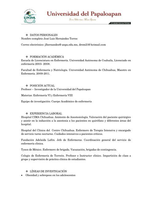 DATOS PERSONALES Nombre completo José Luis ... - UNPA