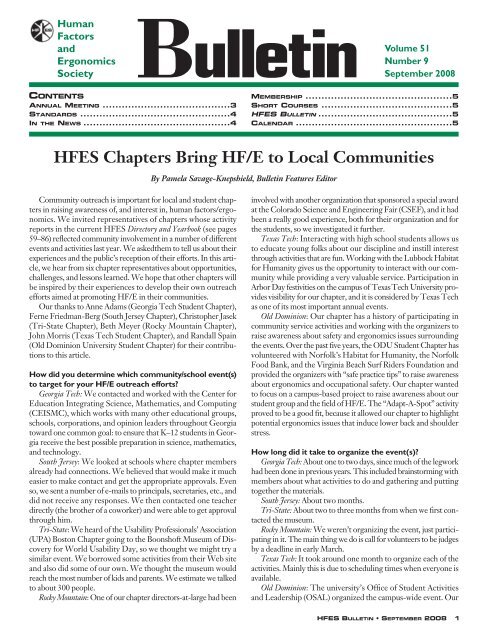 HFES Bulletin - Human Factors and Ergonomics Society