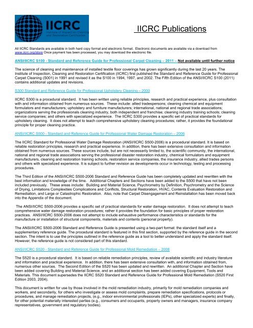 IICRC Standards Order Form