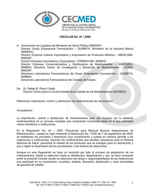 CIRCULAR No - Cecmed