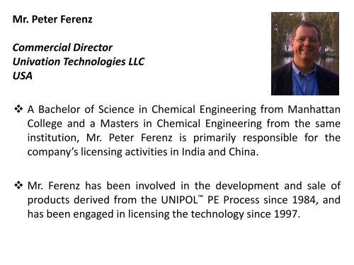 UNIPOLâ ¢ PE Process - Petrochem 2013 Conclave