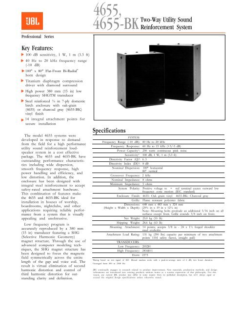 4655-BK Specification Sheet - JBL Professional