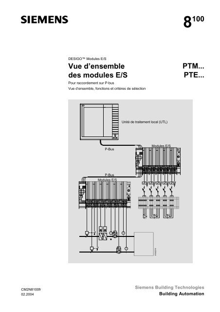 8100 Vue d'ensemble des modules E/S PTM... PTE... - Siemens ...
