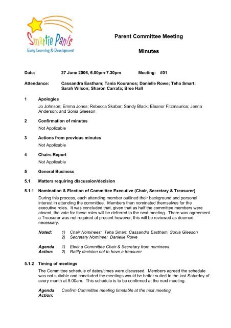 Parent Committee Meeting Minutes Parent Committee Meeting Minutes