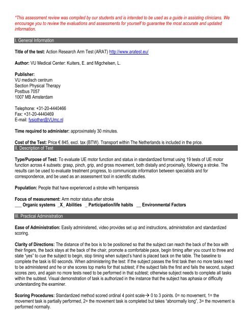 Action Research Arm Test (ARAT)