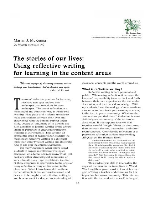 Using reflective writing for learning in the content areas