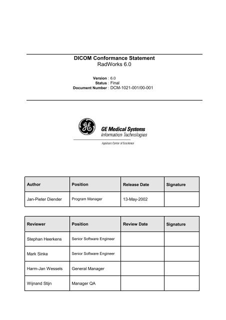 DICOM Conformance Statement