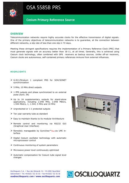 Osa 5585b Prs Cesium Primary Reference Source